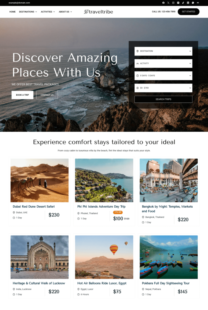 Travel Tribe WordPress Theme - WP Travel Kit